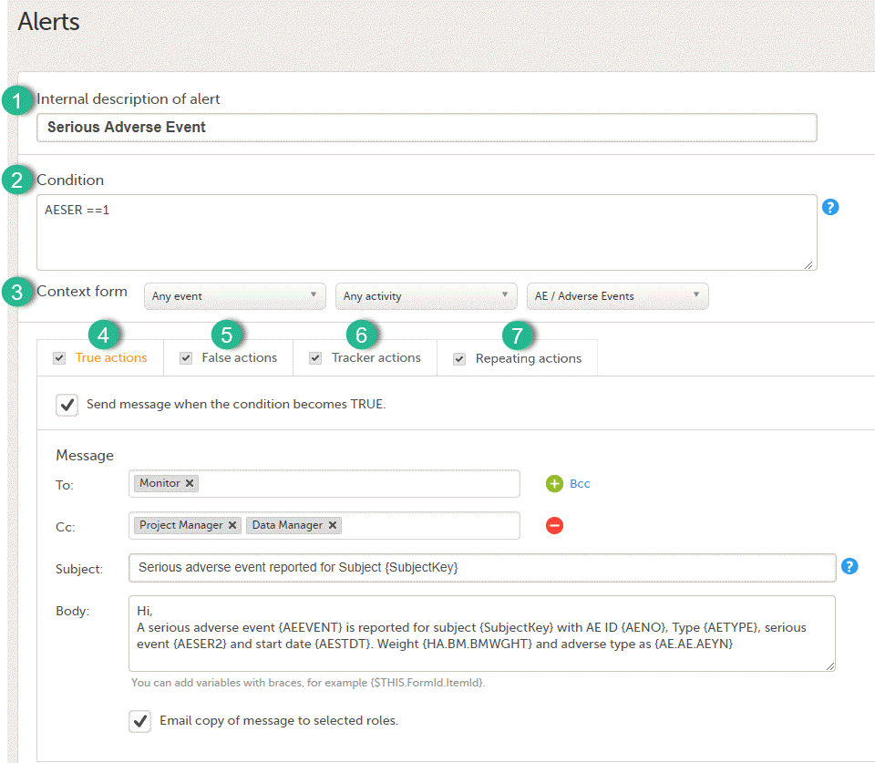 Viedoc Designer User Guide | Alerts| Viedoc eLearning