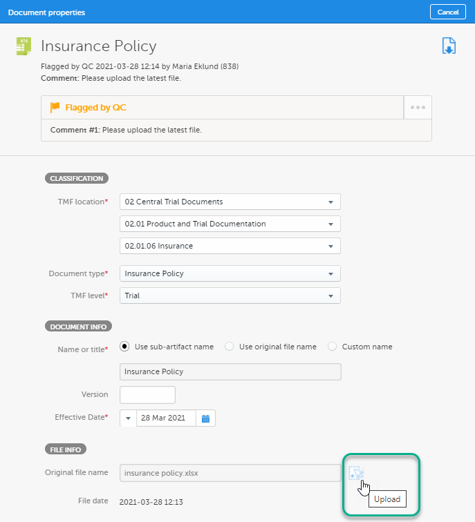 Viedoc eTMF User Guide | Managing documents| Viedoc eLearning